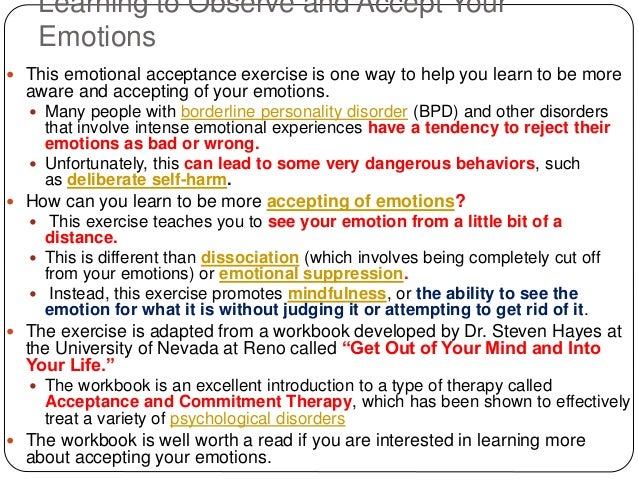 Learning to observe and accept your emotions