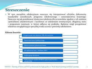 Learning tool M1_T3 Design the Training Plan together with VET teacher ...