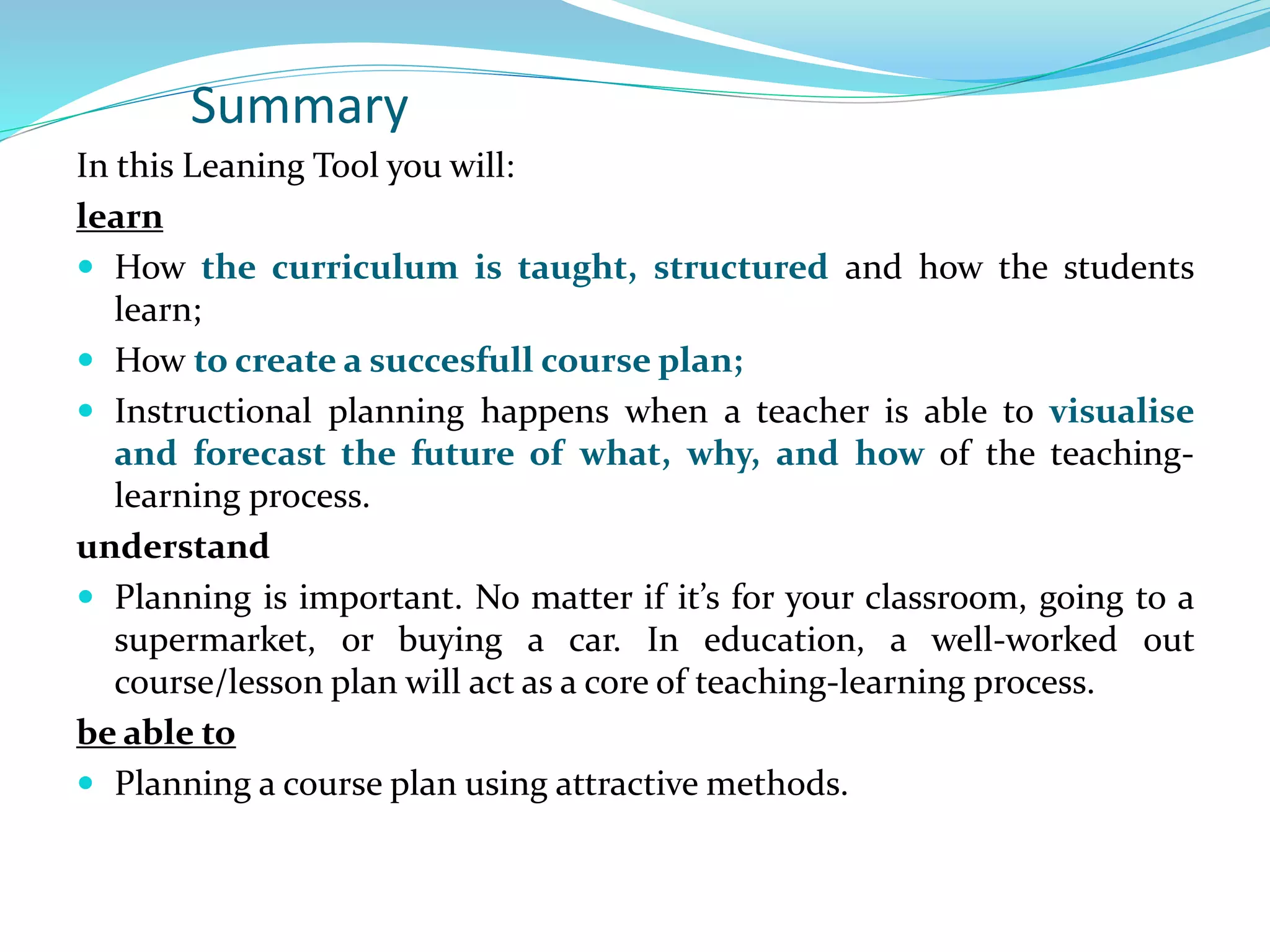 Learning tool M1T4: Organize the learning process | PPTX