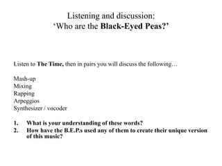 Learning to play a pop song on keyboard with Black Eyed Peas.ppt