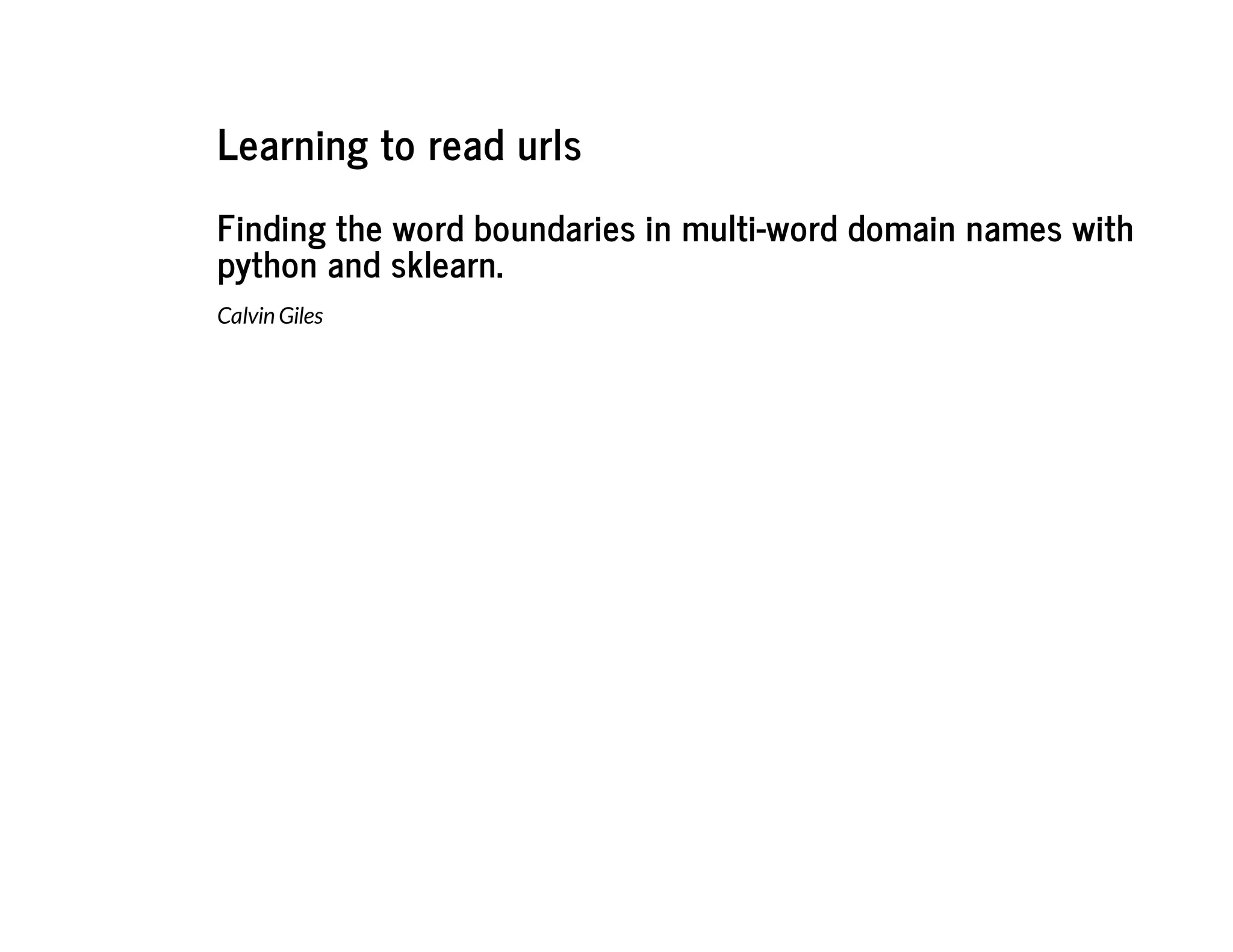 Learning to read urls | PPT