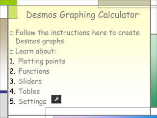 Learning to use Desmos KS3 | PPTX