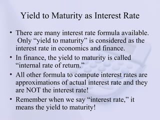 Econ315 Money and Banking: Learning Unit #09: Interest Rate | PPT