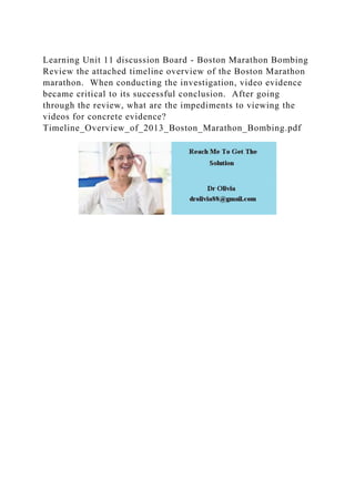 Learning Unit 11 discussion Board - Boston Marathon BombingReview .docx