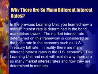 Econ315 Money and Banking: Learning Unit #12: Risk Structure of ...