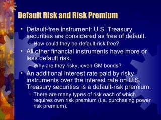 Econ315 Money and Banking: Learning Unit #12: Risk Structure of ...