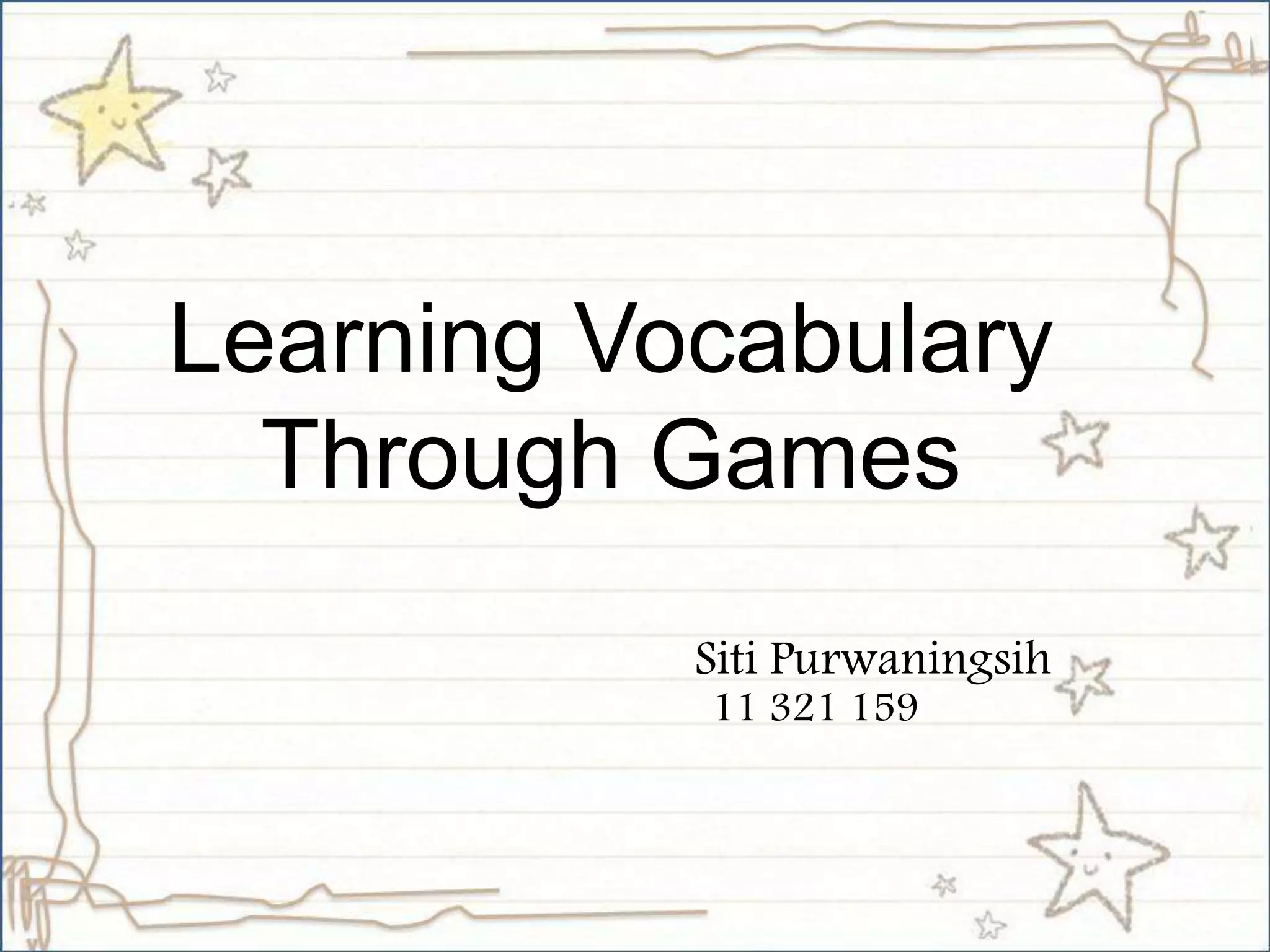 ppt Learning vocabulary through games | PPT