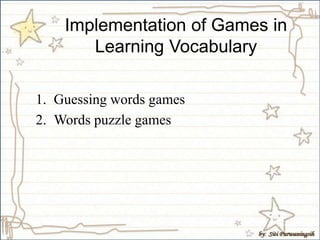 ppt Learning vocabulary through games | PPTX | Educational Video Games ...