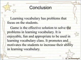 ppt Learning vocabulary through games | PPTX
