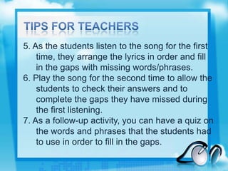 Learning vocabulary with songs - Appearance - introduction of the ...