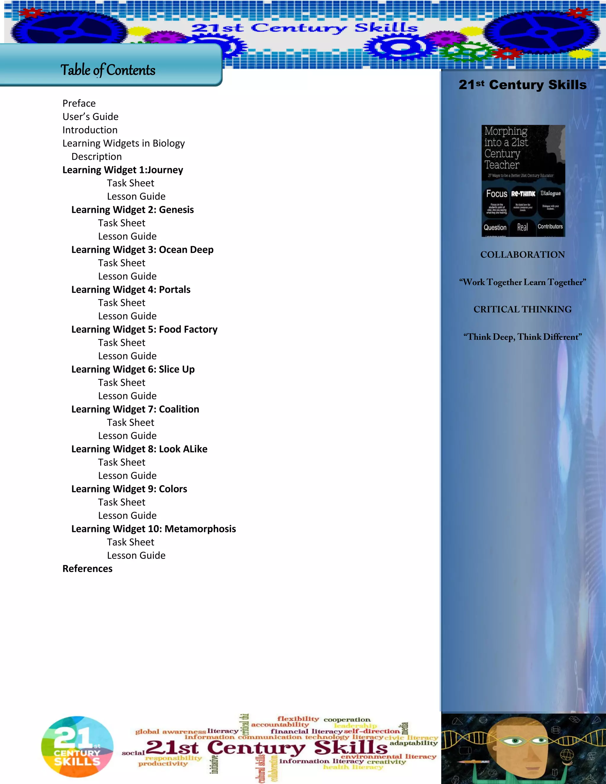 Learning Widgets in Biology- A 21st Century Learning Skills Map in ...