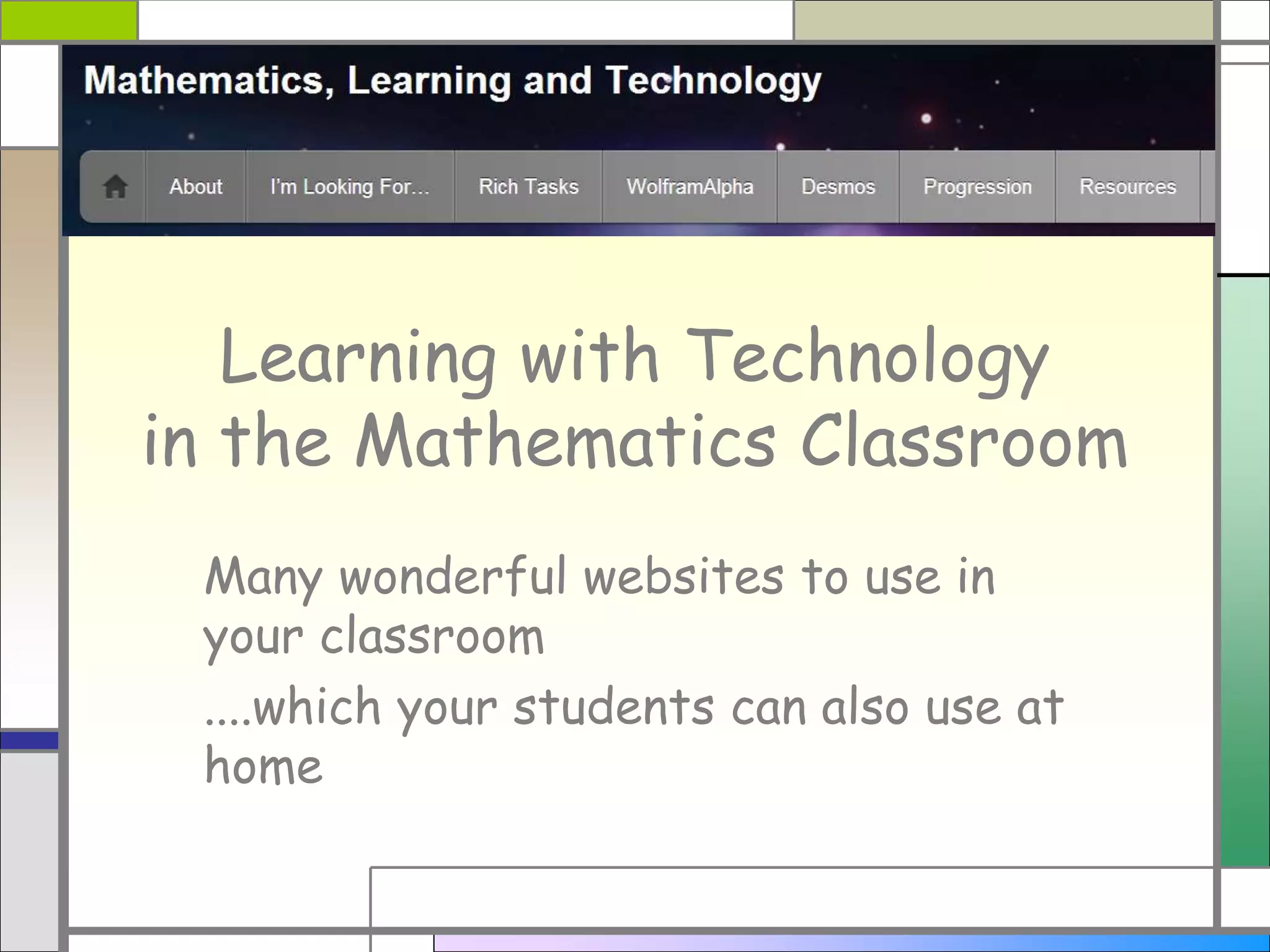 Learning with Technology in the Mathematics Classroom | PPTX