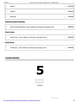 Learn Italian as a Foreign Language Level 2 – Alpha Academy | PPTX