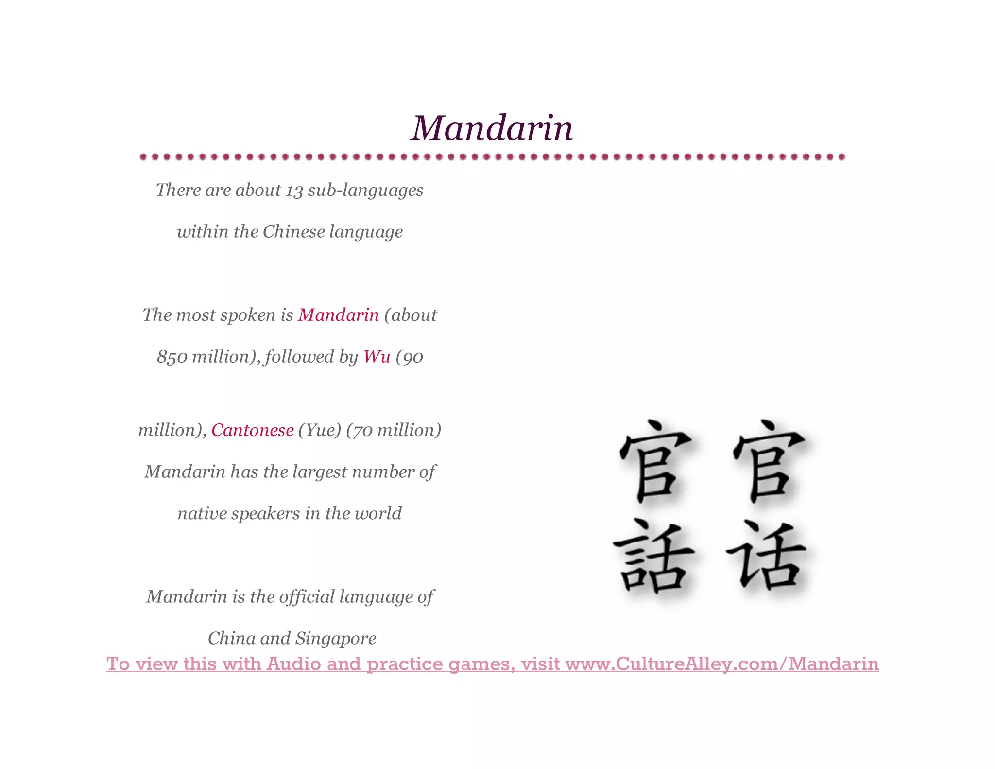 Basic Mandarin Chinese | Lesson 1 | Grasp the tones in Mandarin! | PDF