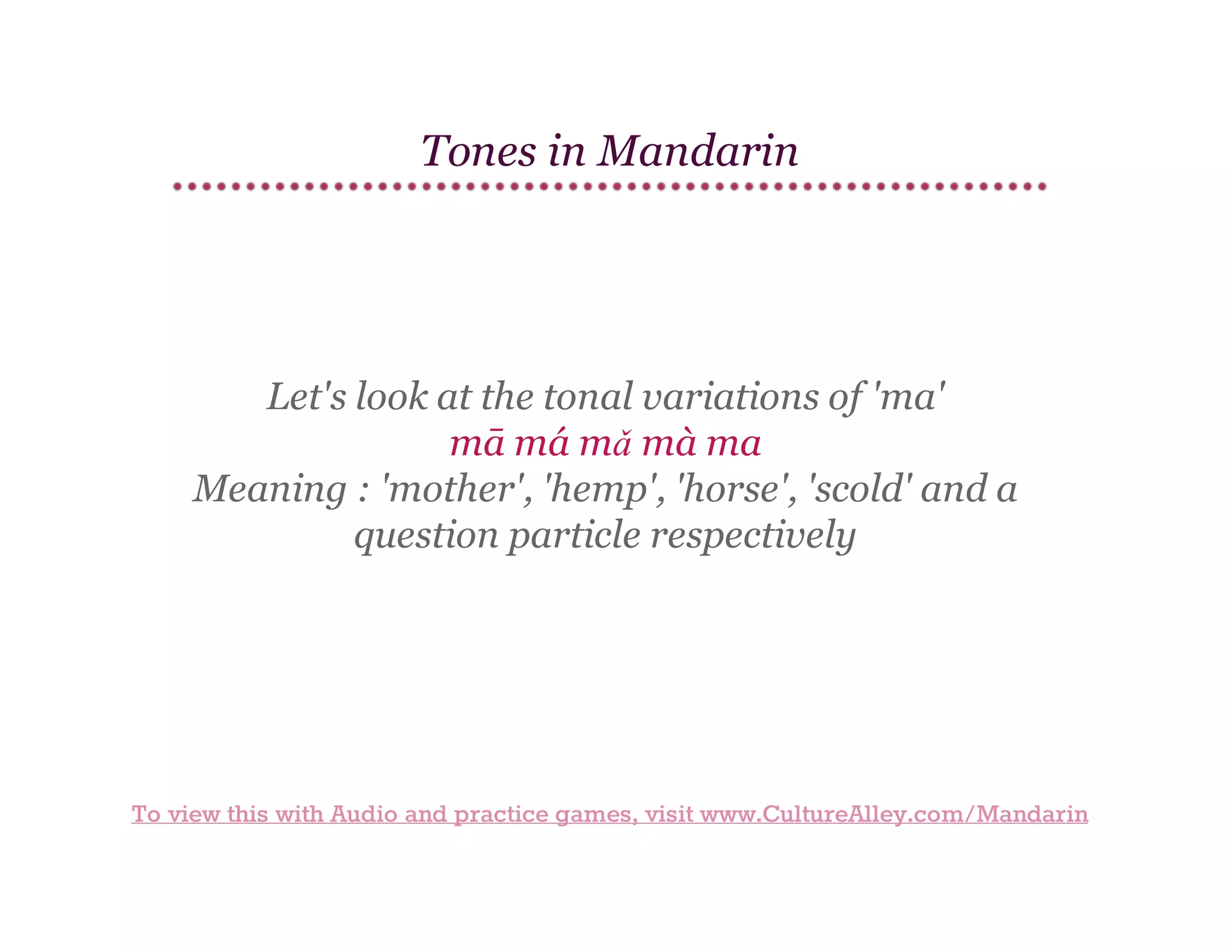 Basic Mandarin Chinese | Lesson 1 | Grasp the tones in Mandarin! | PDF