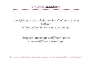 Basic Mandarin Chinese | Lesson 1 | Grasp the tones in Mandarin! | PDF