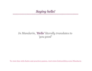 Basic Mandarin Chinese | Lesson 2 | Saying hello! | PDF