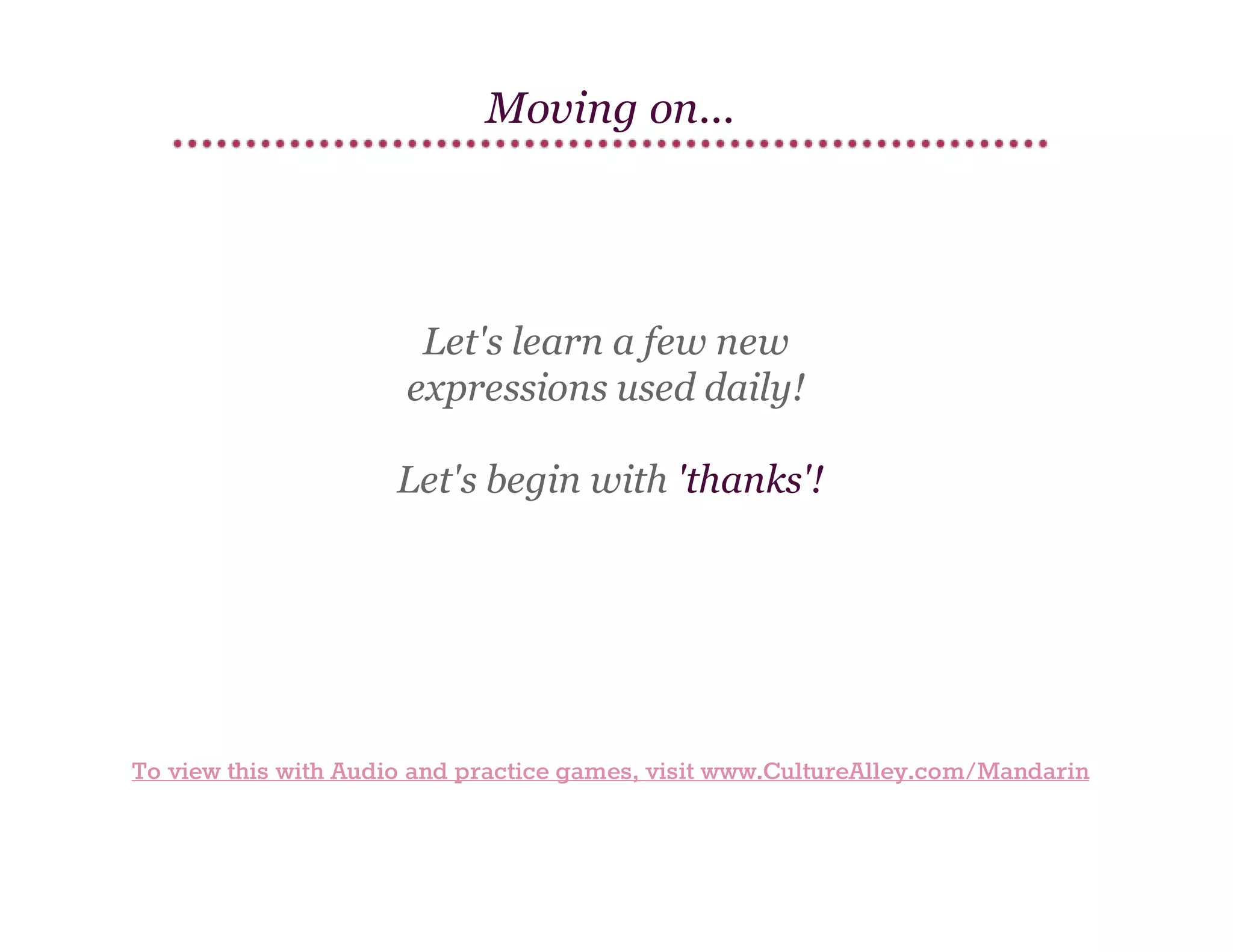 Basic Mandarin Chinese | Lesson 4 | Etiquette conversation | PDF