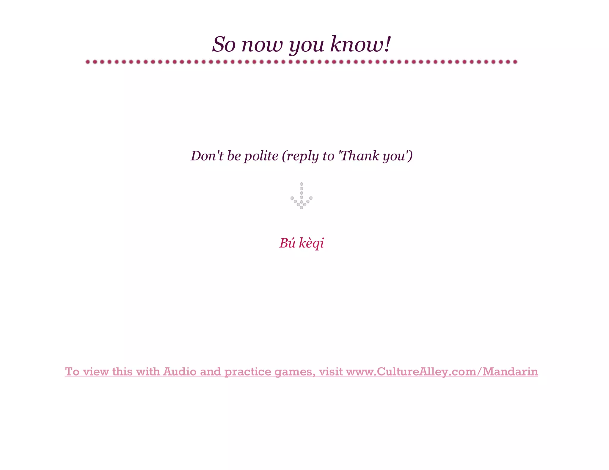 Basic Mandarin Chinese | Lesson 4 | Etiquette conversation | PDF