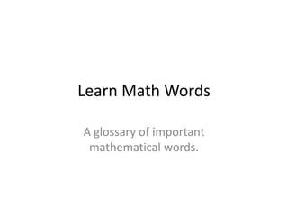 Learn math words | PPT