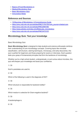 Branches of Microbiology: An Overview of Key Fields | PDF