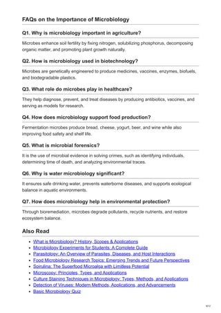 Importance of Microbiology_ Applications, Scope, and Benefits | PDF