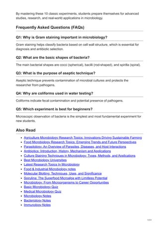 Microbiology Experiments for Students_ A Complete Guide | PDF