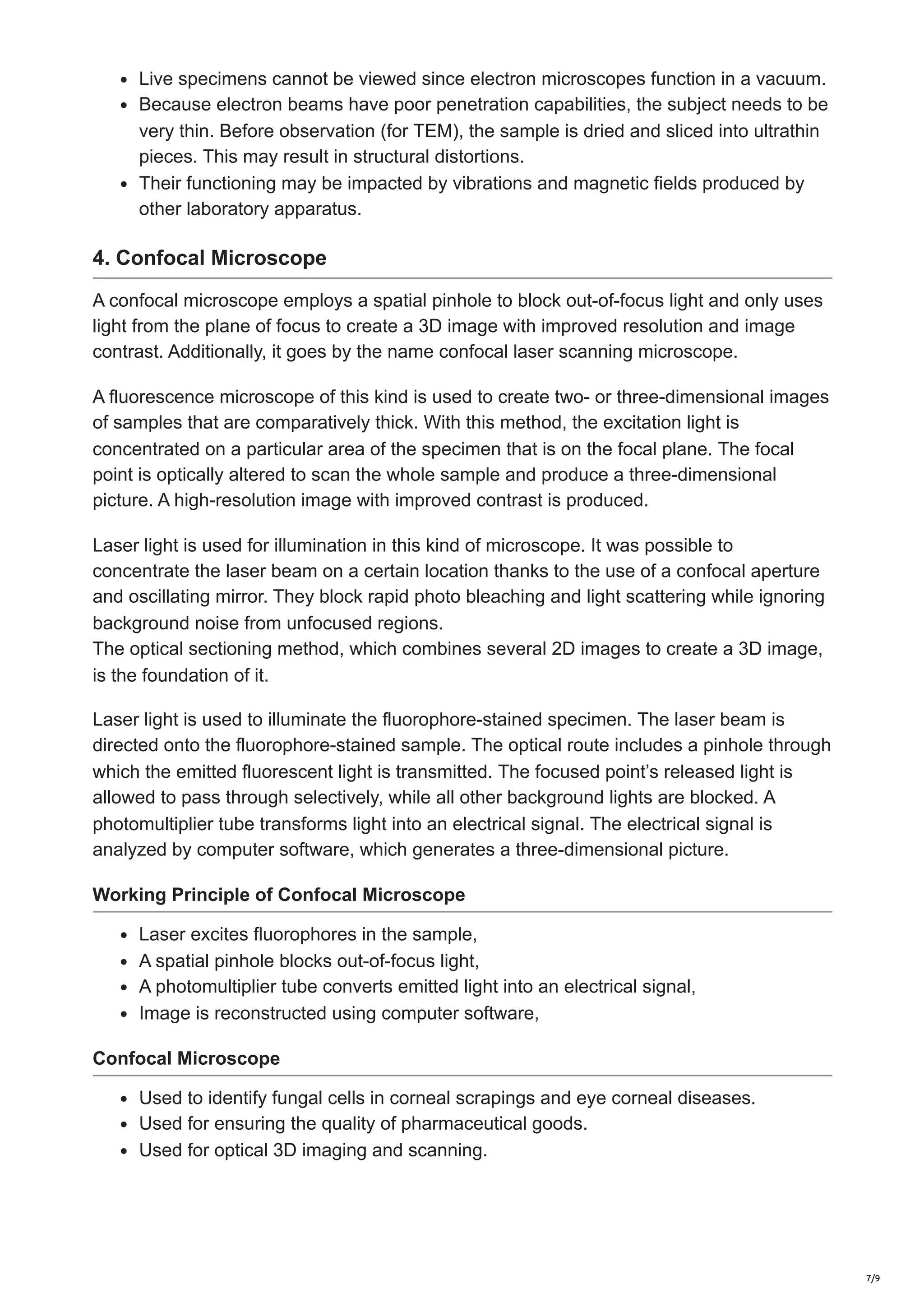 Microscopy: Principles, Types, and Applications | PDF