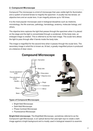 Microscopy: Principles, Types, and Applications | PDF