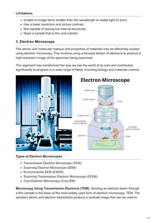 Microscopy: Principles, Types, and Applications | PDF