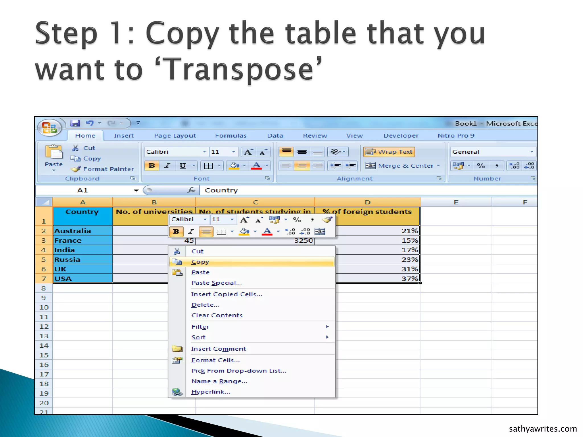 Learn MS Excel: How to Transpose a Table | PDF | Music | Entertainment