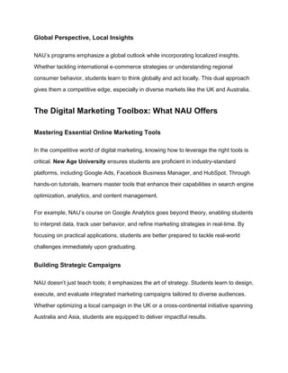 Learn Online Marketing Essentials with New Age University.docx