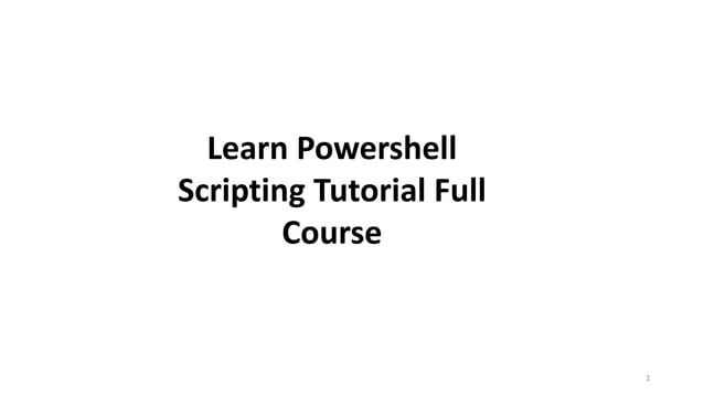 Learn Powershell Scripting Tutorial Full Course Pdf