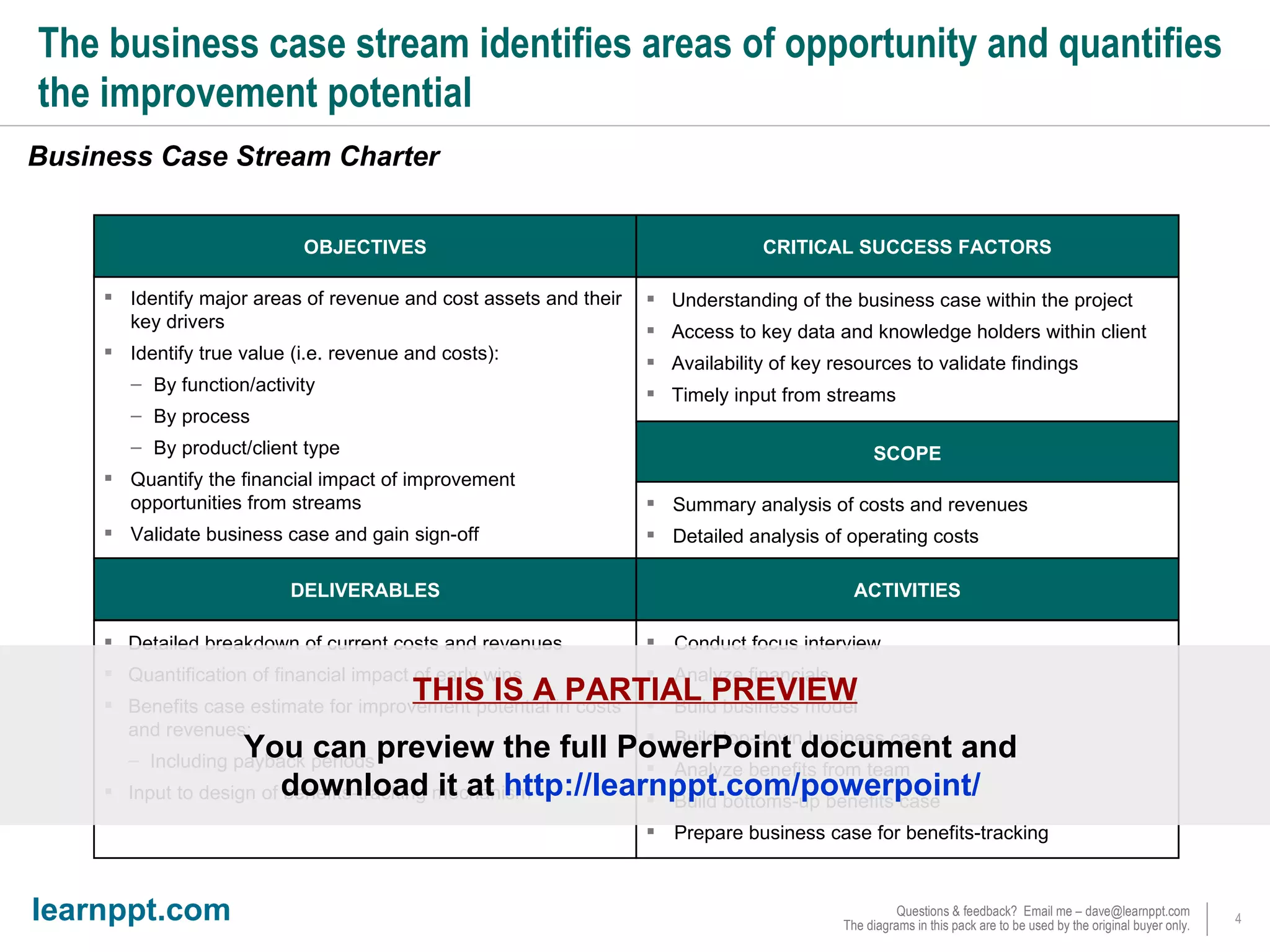 Business Case Development Toolkit (with Excel model) | PPT