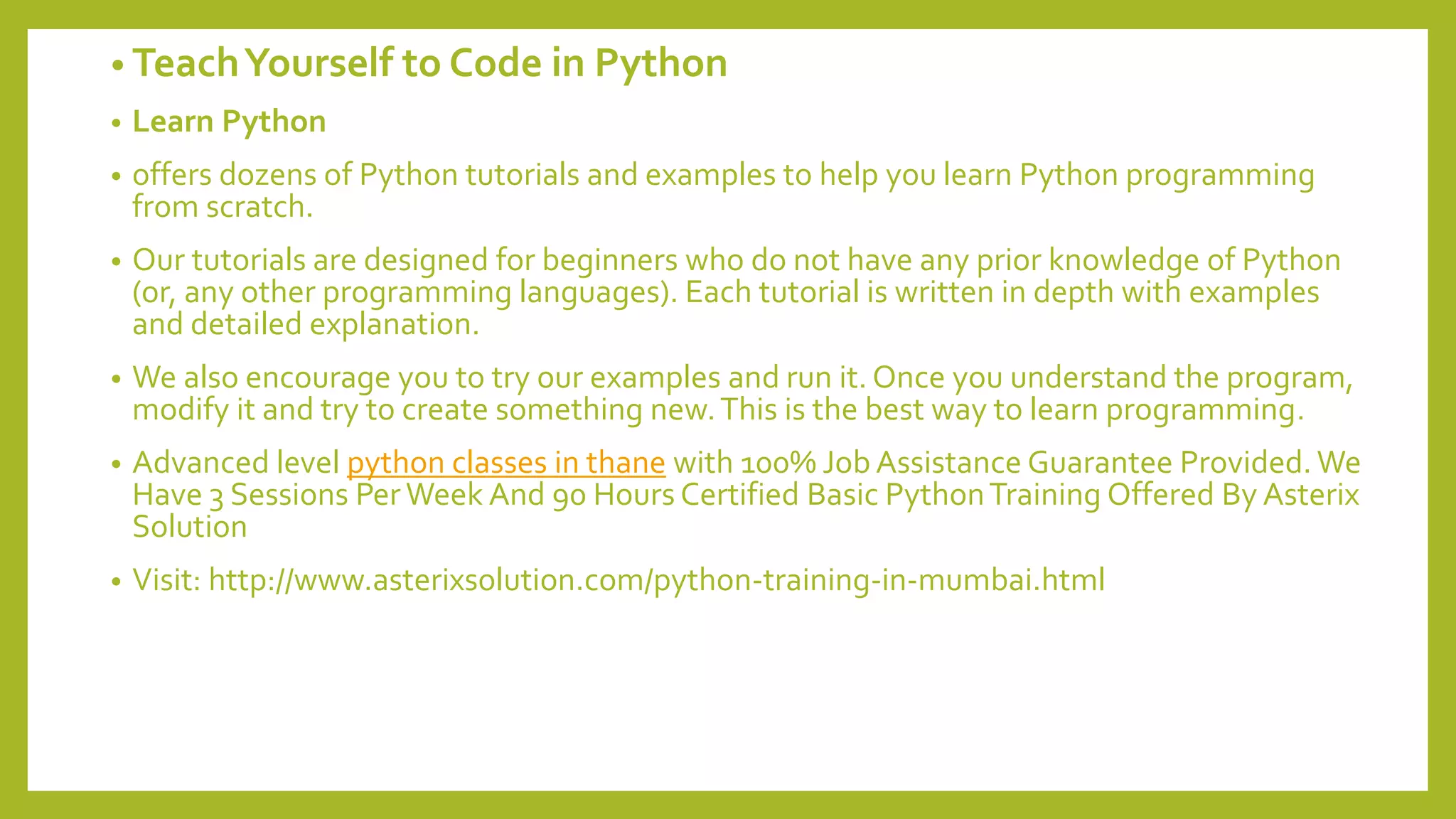 python classes in thane | PPT | Free Download
