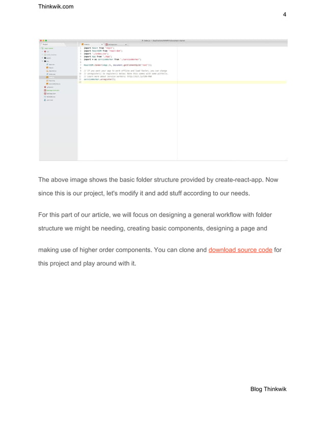 Learn reactjs, how to code with example and general understanding thinkwik | PDF