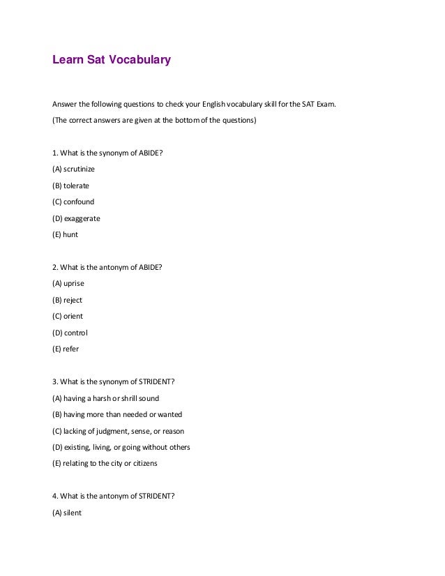Learn Sat Vocabulary | PDF