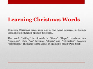 Learn Spanish Christmas Greetings and Words | PPSX