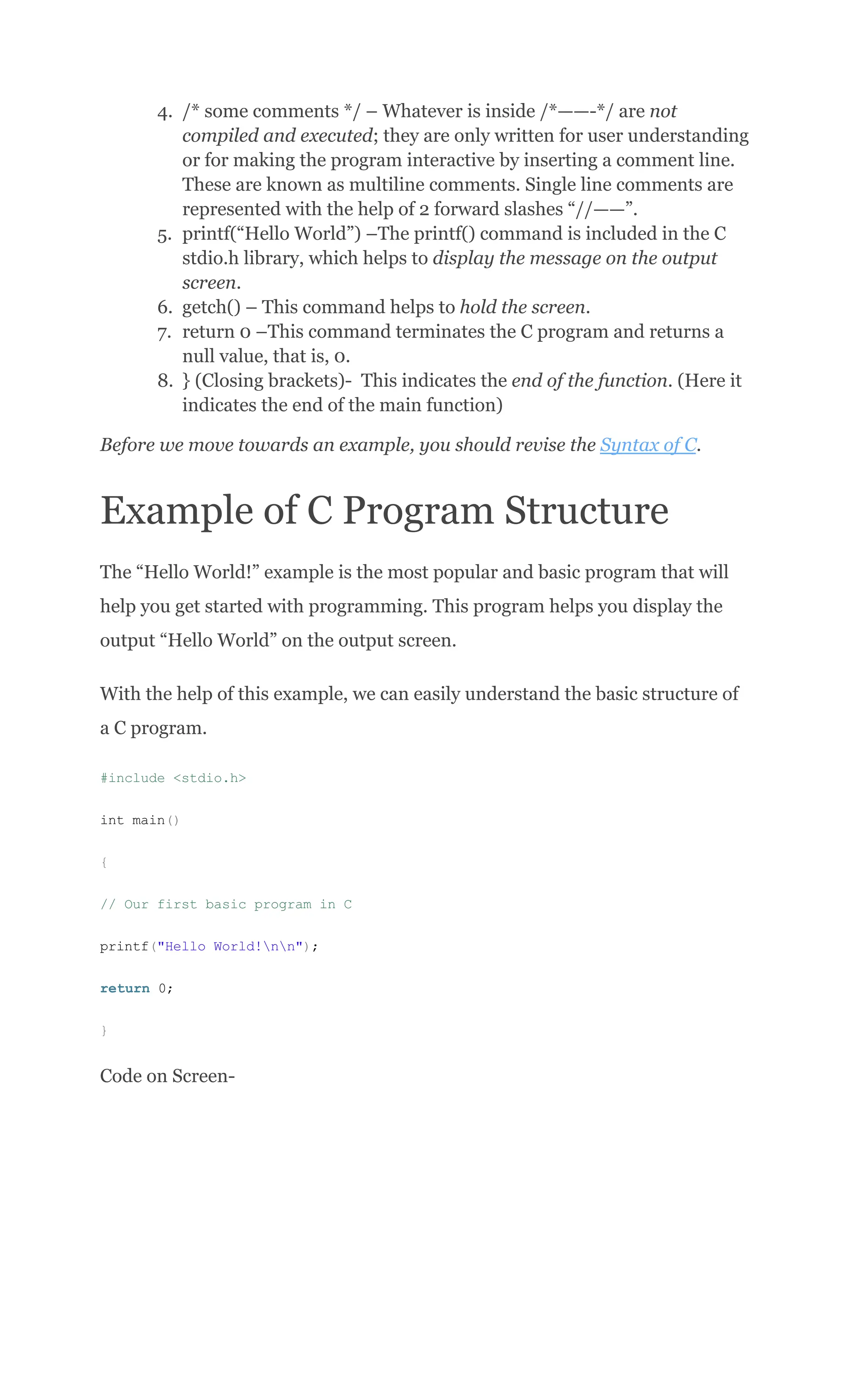 Learn the Basic Structure of C Program in 7 Mins.pdf