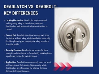 Learn the Difference Between a Deadbolt, Deadlock, and Deadlatch | PPT