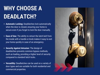Learn the Difference Between a Deadbolt, Deadlock, and Deadlatch | PDF