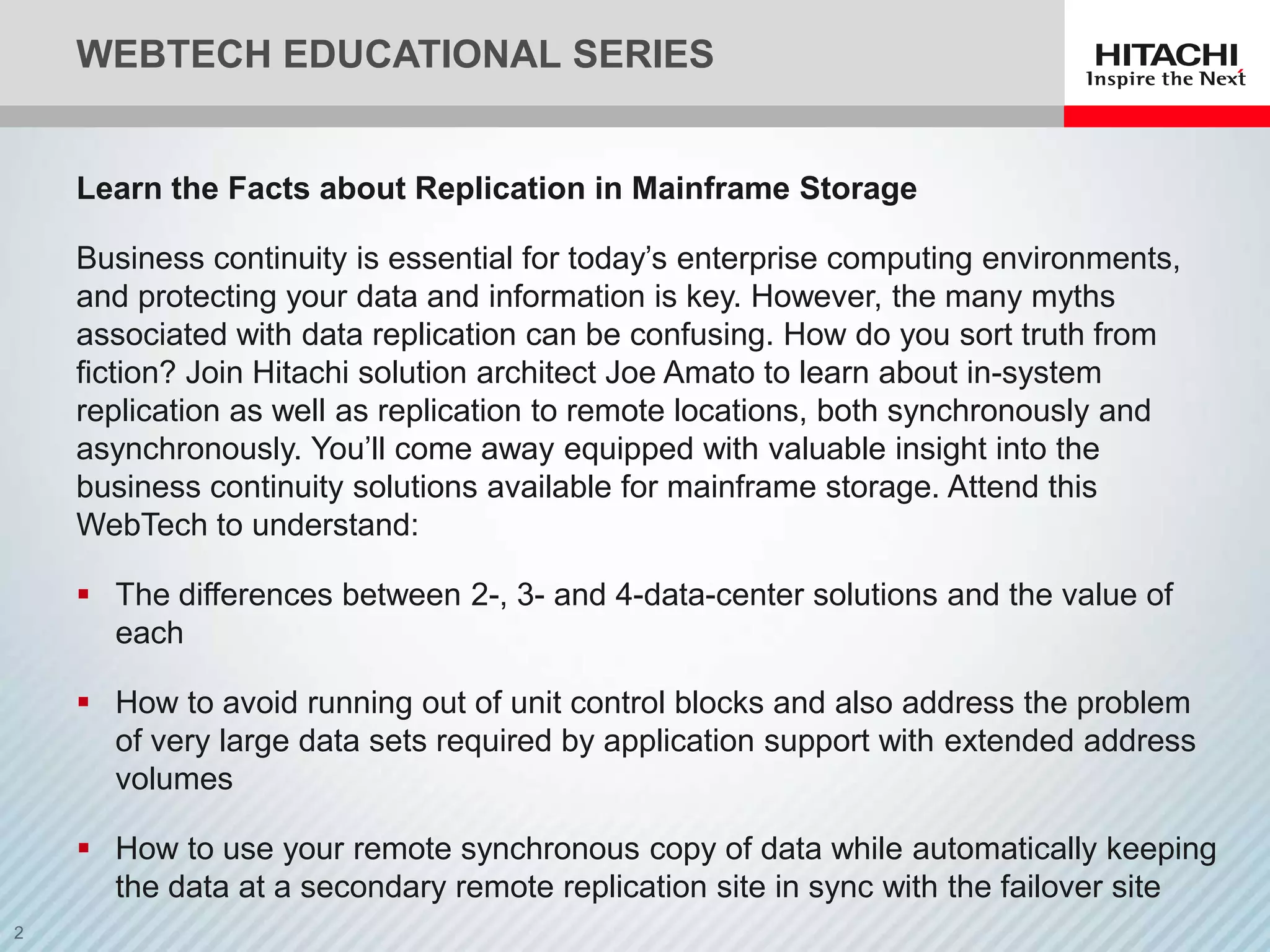 Learn the facts about replication in mainframe storage webinar | PPTX