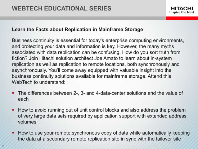 Learn the facts about replication in mainframe storage webinar | PPTX