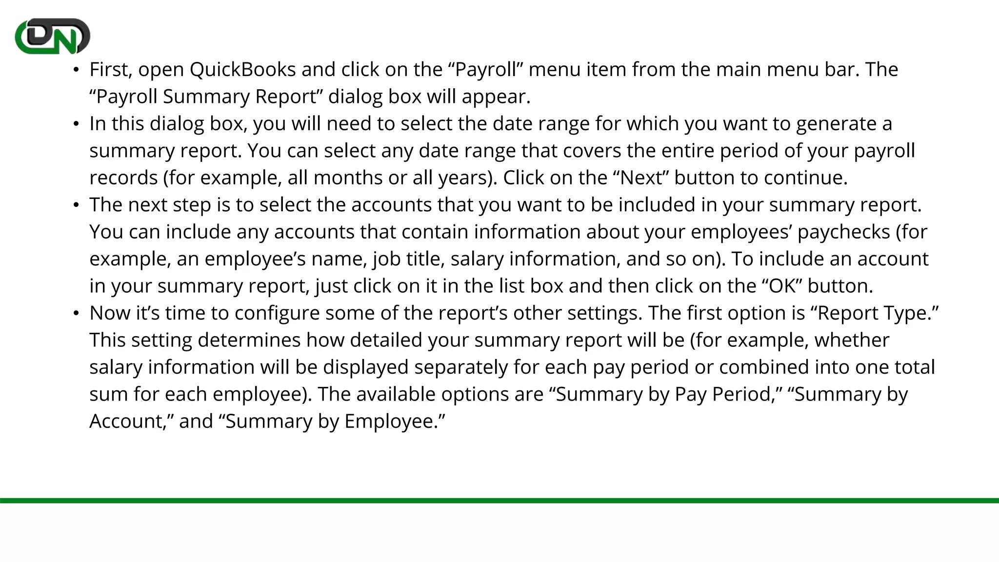 Learn to Create a Payroll Summary Report in QuickBooks.pptx | Resume ...