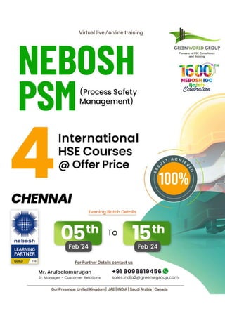 Learn to evolve in a changing environment in HSE Industry NEbosh PSM Course In Chennai.pdf