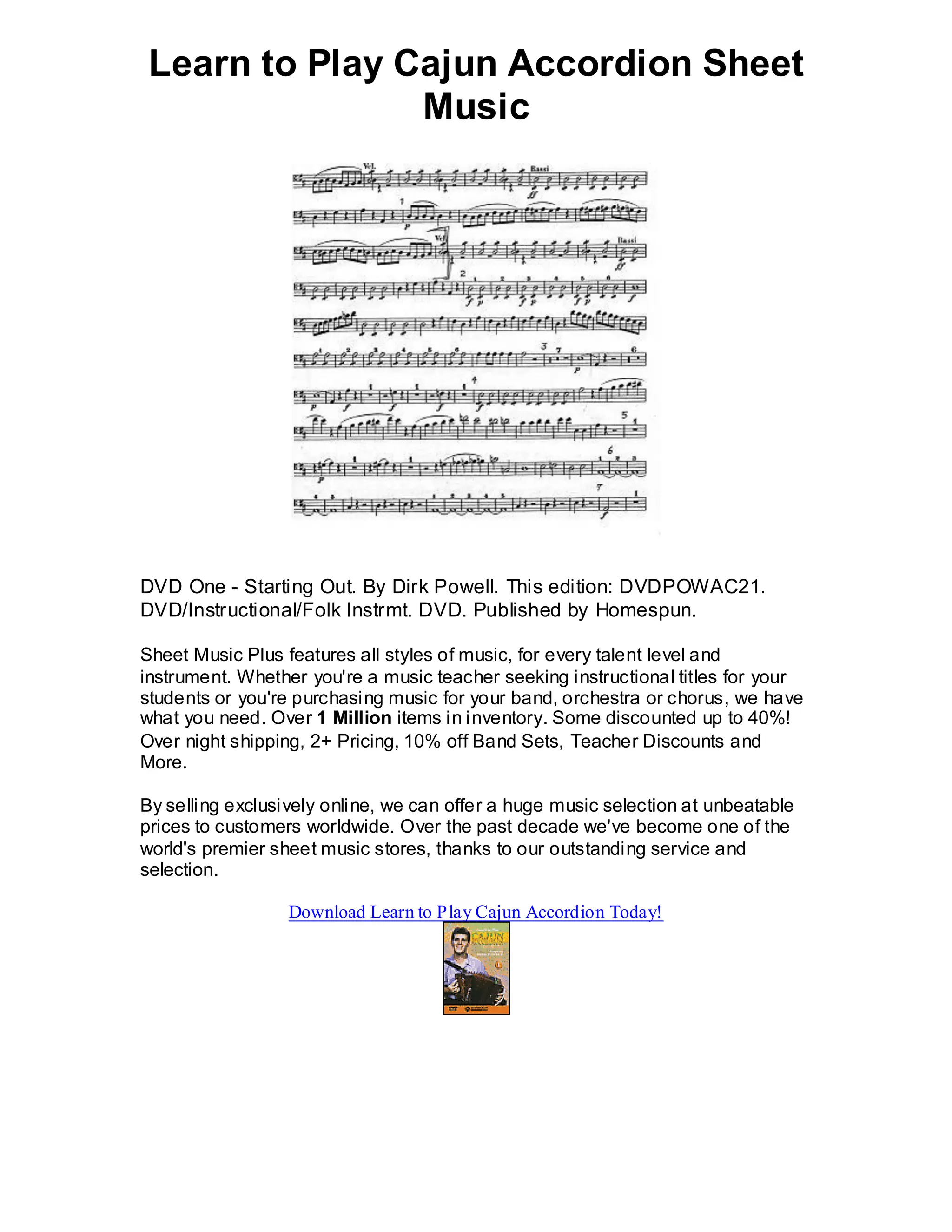 Learn to play cajun accordion sheet music | PDF
