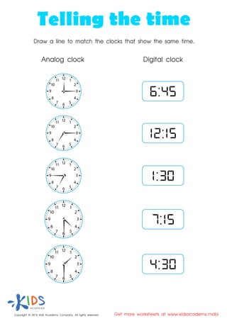 Learn to tell time - printable worksheets for kids | PDF