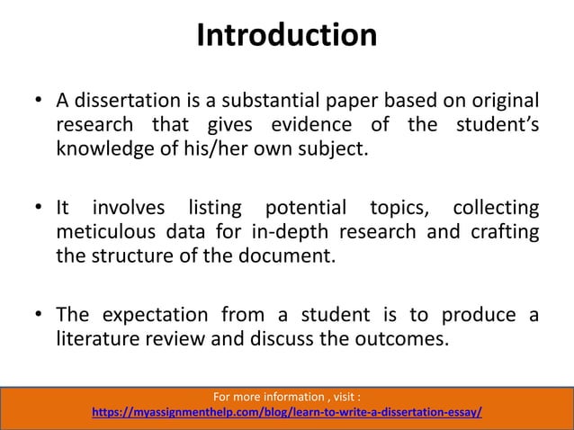 Learn to Write a Dissertation Essay | PPT