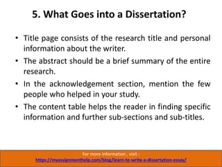 Learn to Write a Dissertation Essay | PPTX