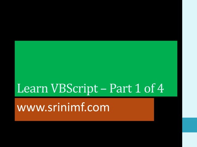 Learn Vbscript Part 1 Of 4 Ppt